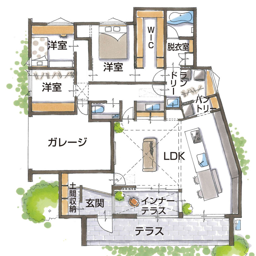 延床面積40坪の平屋 実例を間取図付きで紹介！必要な土地の広さや費用相場も解説 | 住まいのお役立ち記事